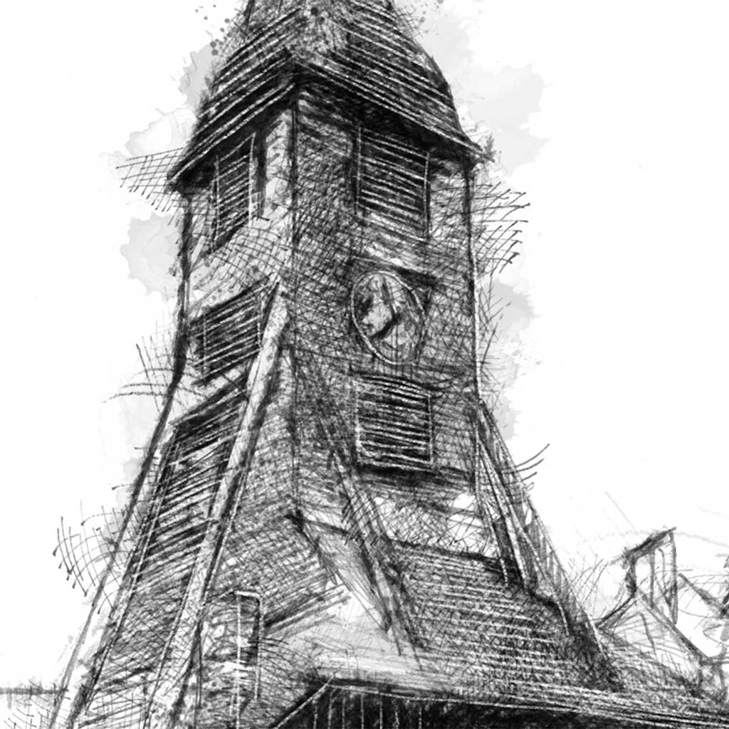 Honfleur clock tower sketch | SeanBriggs